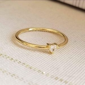 Jewelry | New 18k Gold Plated Mini Small Heart Shaped Diamond Ring For ...